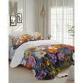 4 Piece Duvet Cover Set Cal king, Colorful Floral Oil Painting Art Soft ...