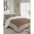 4 Piece Duvet Cover Set Cal king, Geometric Key Design on Brown Soft ...