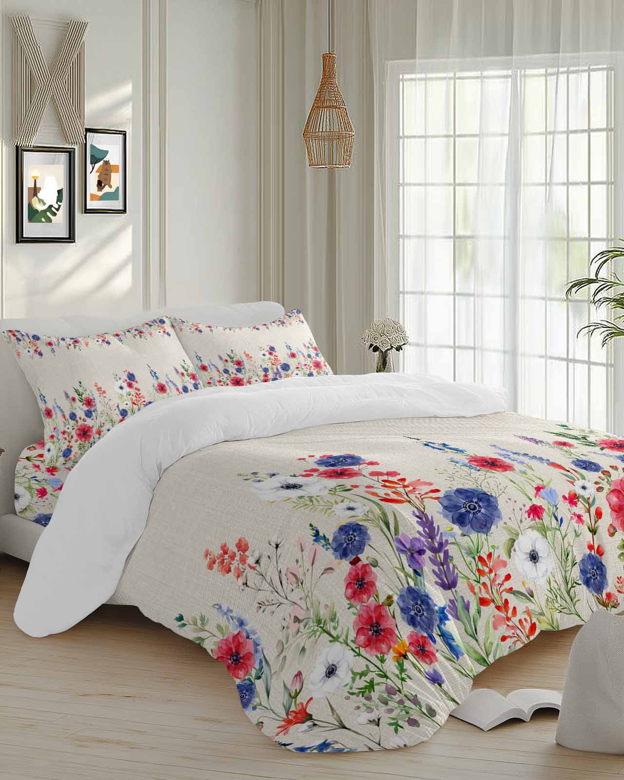 4 Piece Duvet Cover Set Cal king, Independence Day Poppy Flower Soft ...