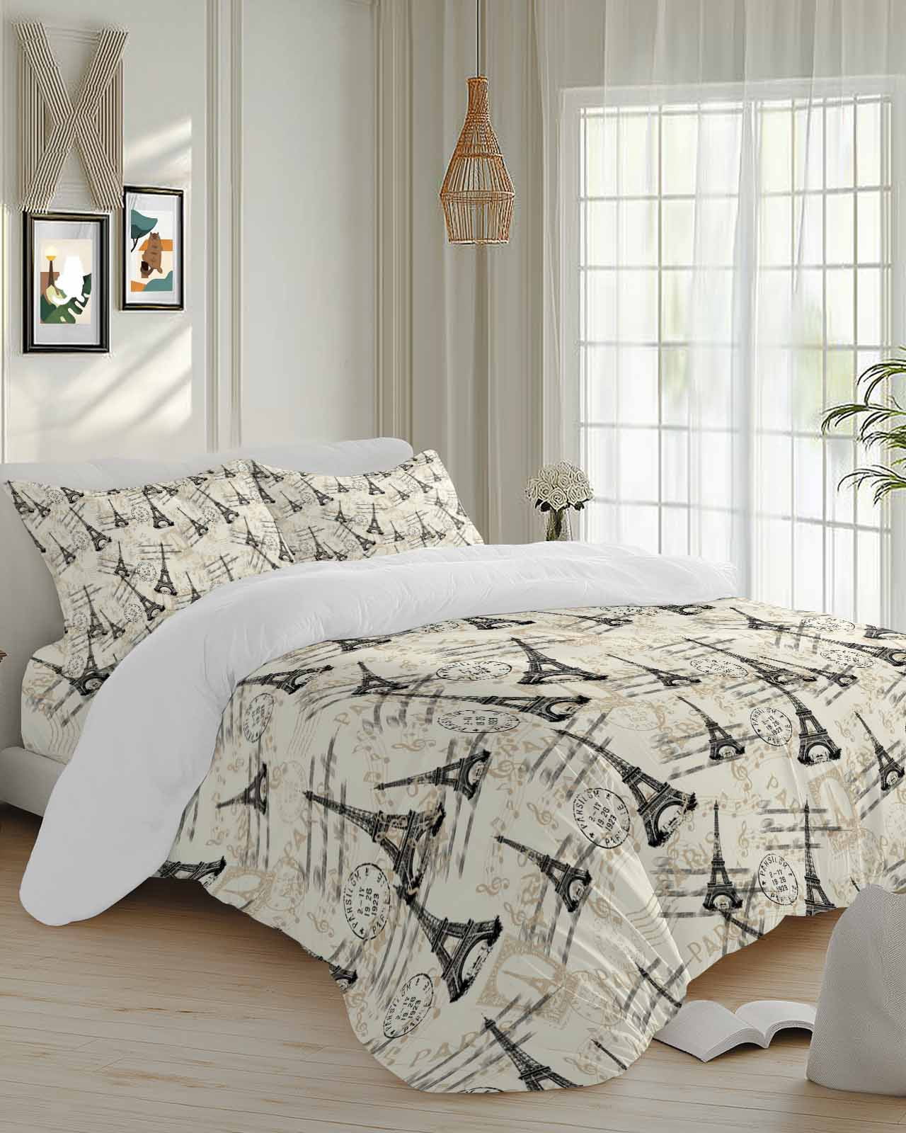 4 Piece Duvet Cover Set Cal king, Landmark Towers Sketches Soft ...