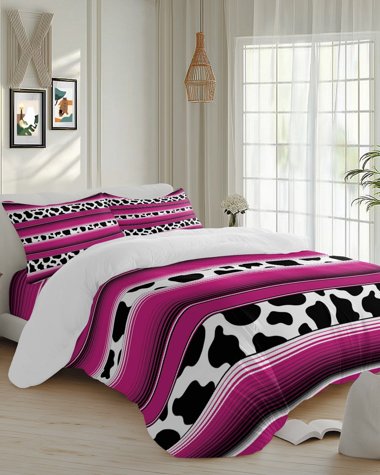 4 Piece Duvet Cover Set Cal king, Mexico Cow Animal Black White Skin ...