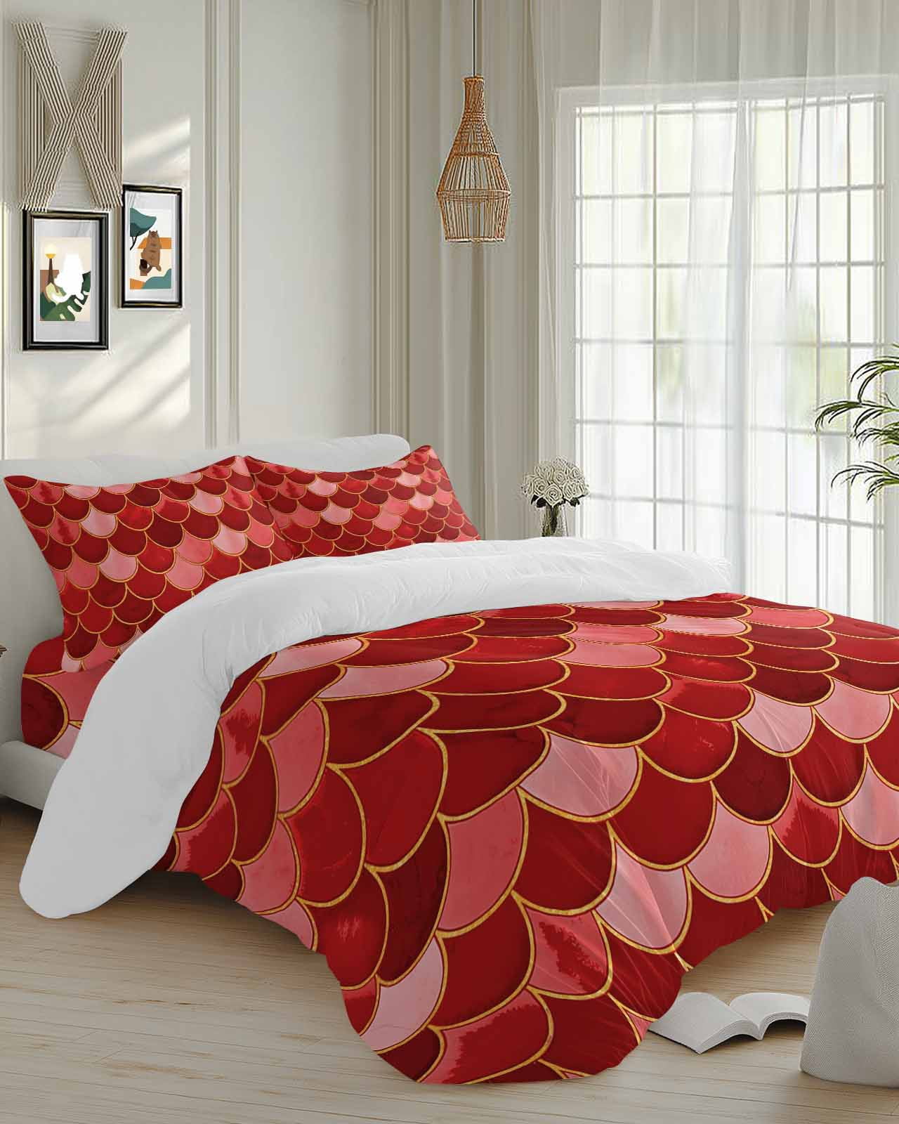 4 Piece Duvet Cover Set Cal king, Nautical Ocean Fish Scale Soft ...