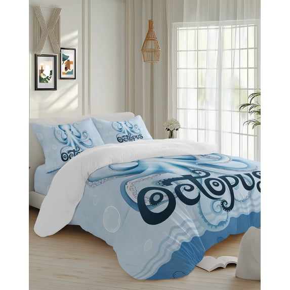 4 Piece Duvet Cover Set Cal king, Ocean Sea Octopus Bubble Soft ...