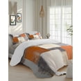4 Piece Duvet Cover Set Cal king, Orange Color Block Gray Gradient Soft ...