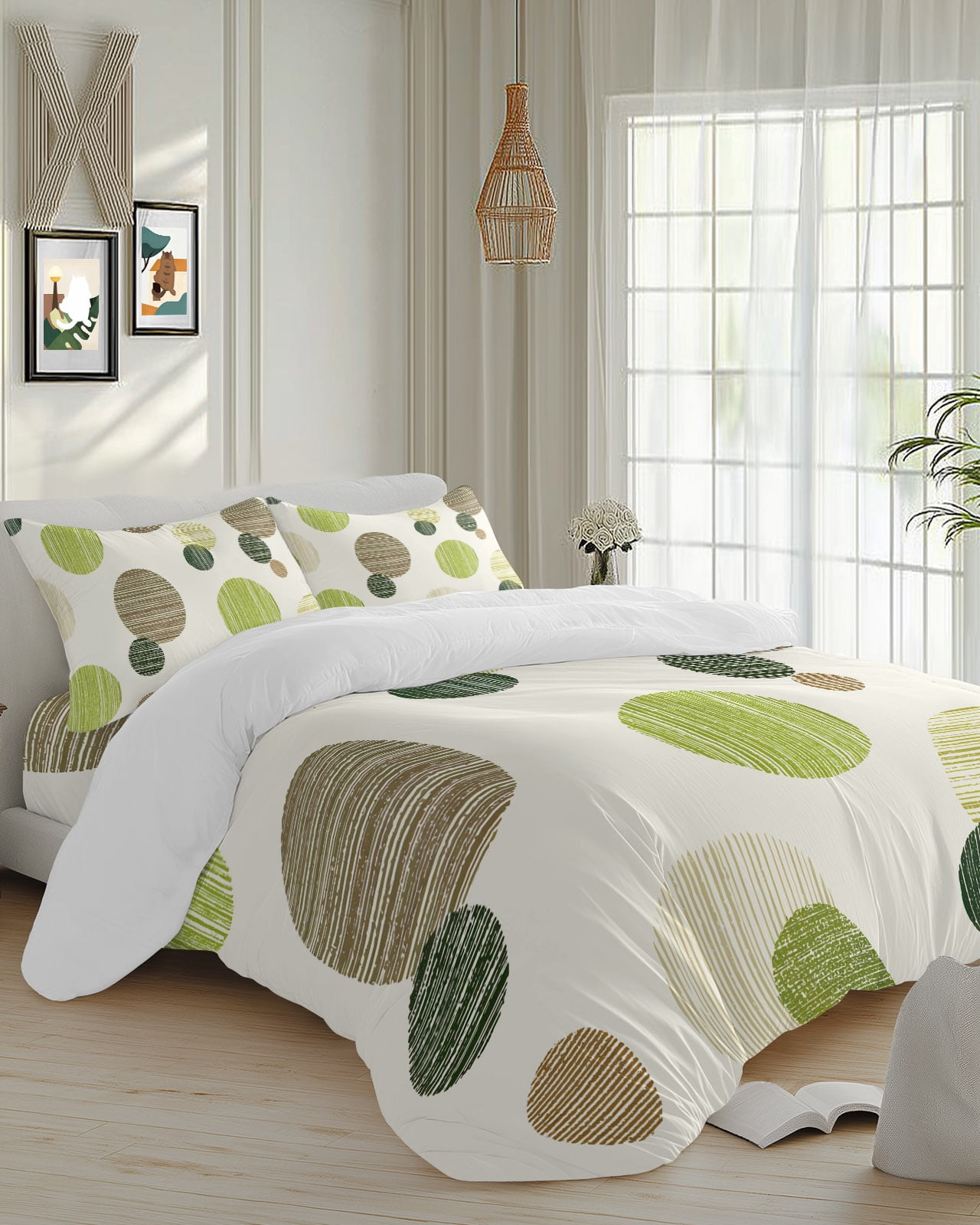 4 Piece Duvet Cover Set Cal king, Polka Dot Vintage Geometric Soft ...