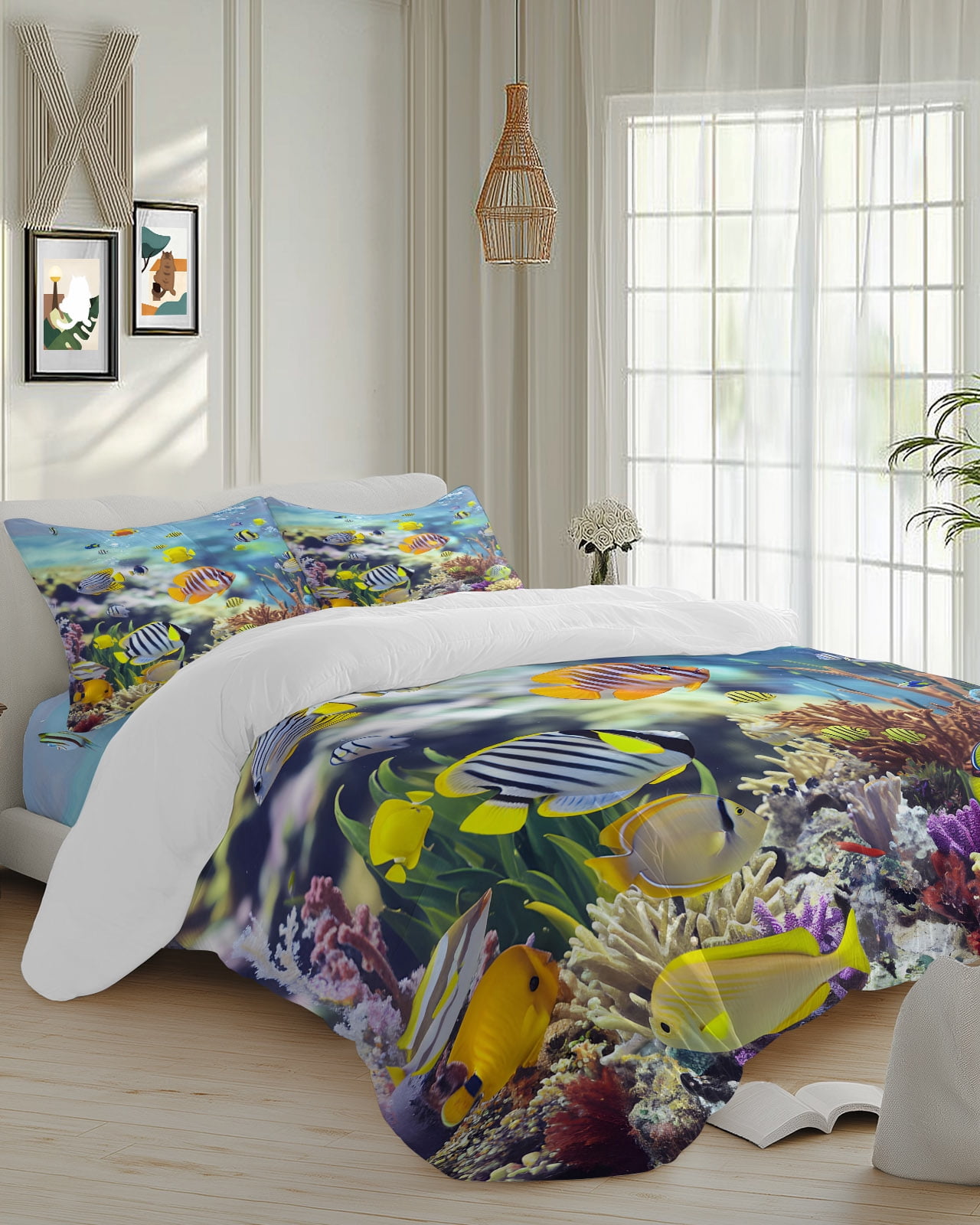 4 Piece Duvet Cover Set Cal king, Sea Fish Coral Seaweed Soft ...