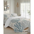 4 Piece Duvet Cover Set Cal king, Seahorse Corals on Retro Linen Soft ...