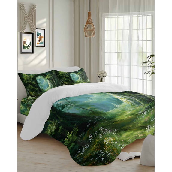 4 Piece Duvet Cover Set Cal king, Spring Forest Tree Plant Soft ...