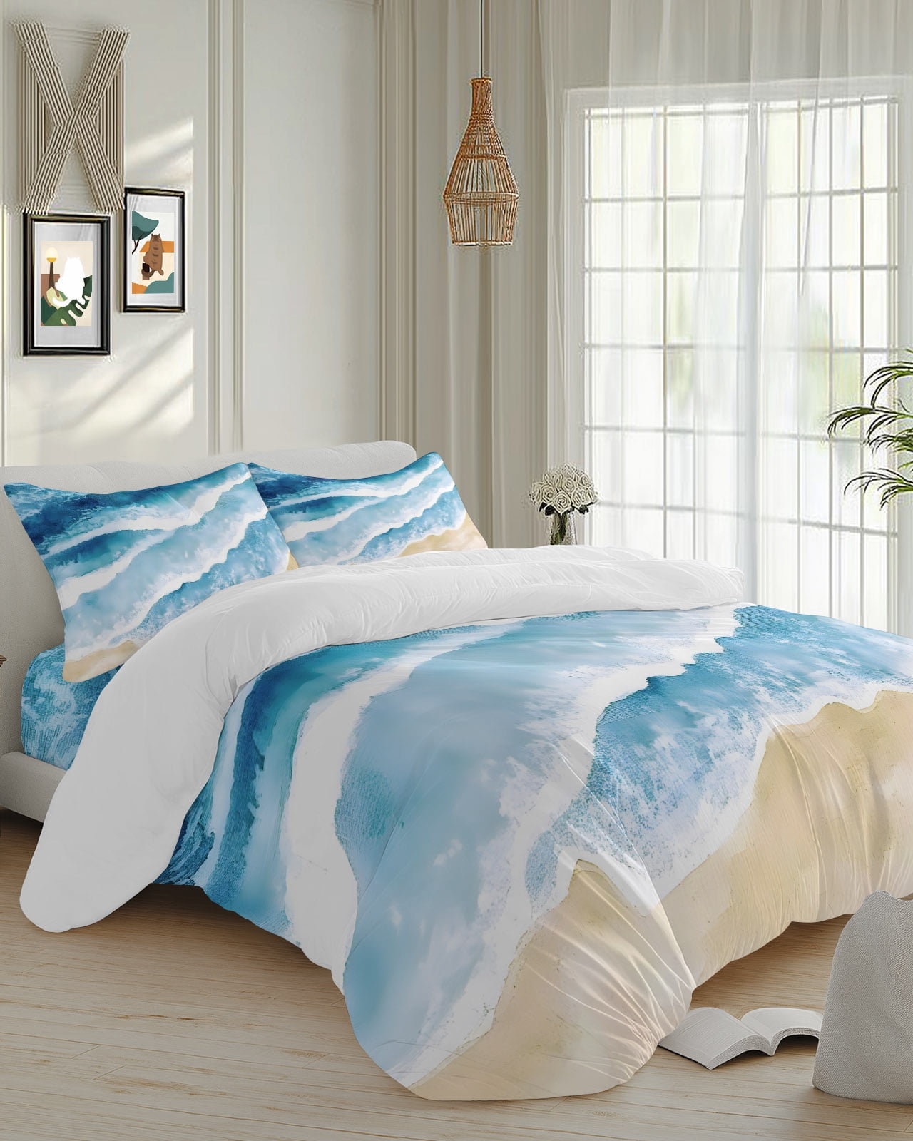 4 Piece Duvet Cover Set Cal king, Summer Beach Blue Ocean Soft ...