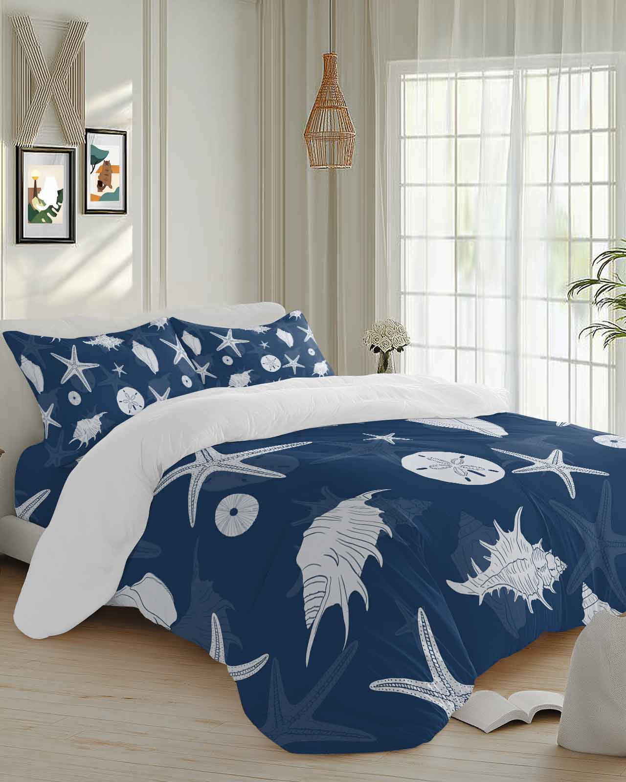 4 Piece Duvet Cover Set Cal king, Summer Sea Starfish Conch Soft ...