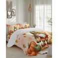 4 Piece Duvet Cover Set Cal king, Thanksgiving Pumpkin Sunflower Soft ...
