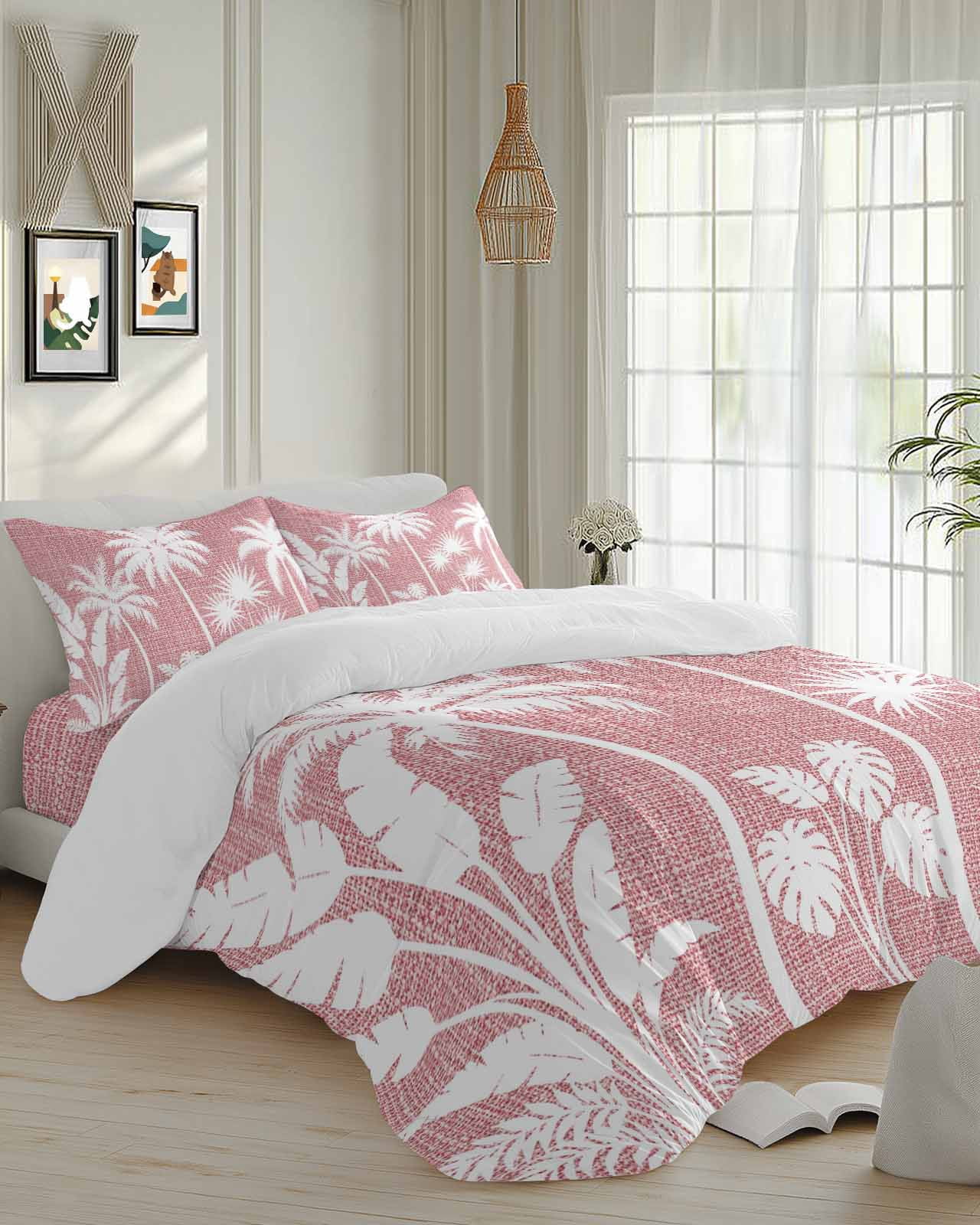 4 Piece Duvet Cover Set Cal king, Tropical Palm Tree Silhouette Soft ...