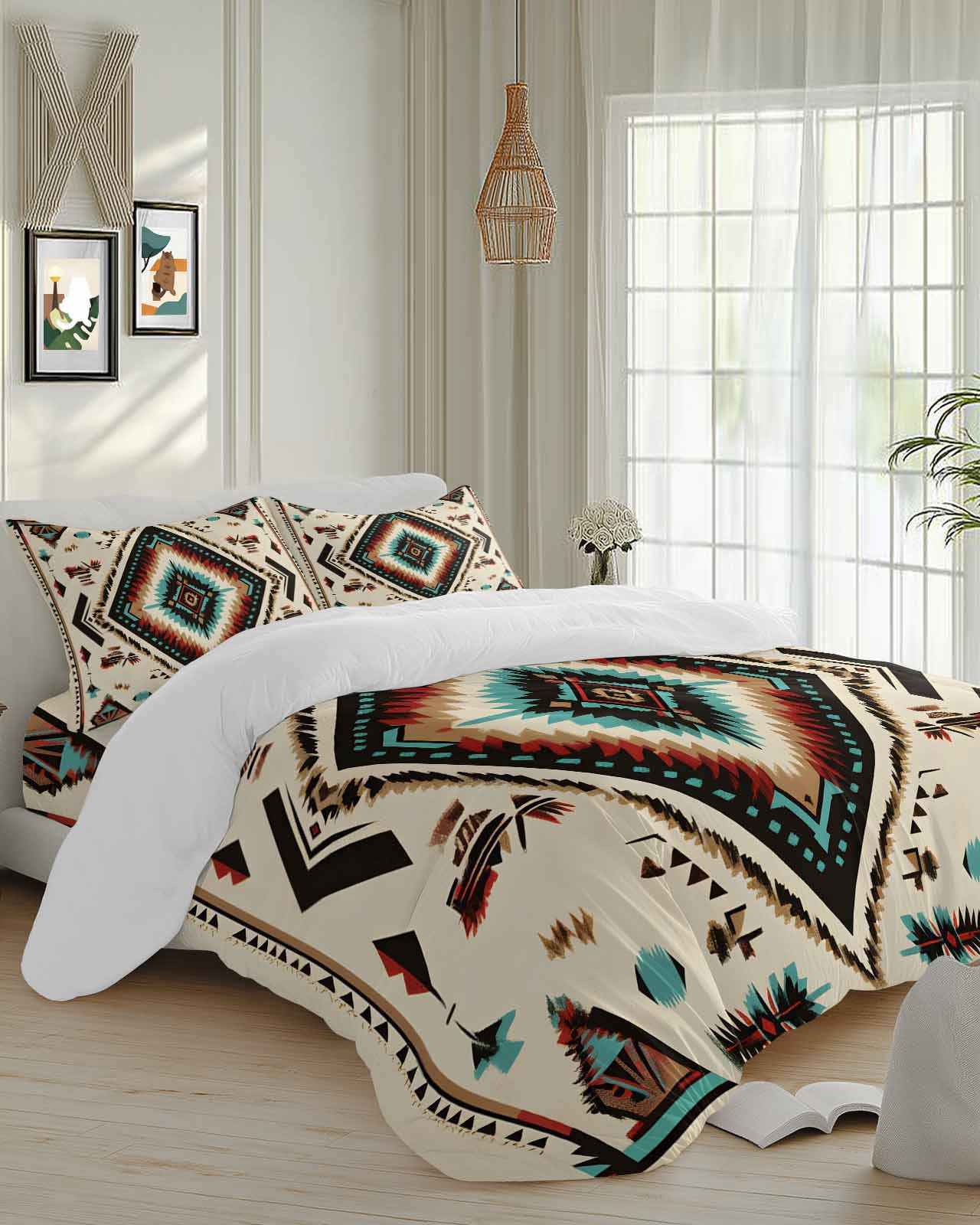 4 Piece Duvet Cover Set Cal king, Vintage Ethnic Style Weaving Art Soft ...