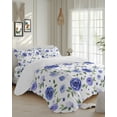 4 Piece Duvet Cover Set Cal king, Watercolor Blue Rose Flower on White ...