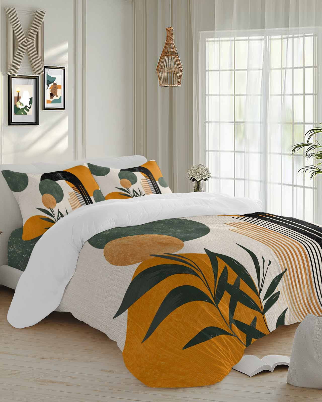 4 Piece Duvet Cover Set Cal king, Watercolor Color Block on Vintage ...