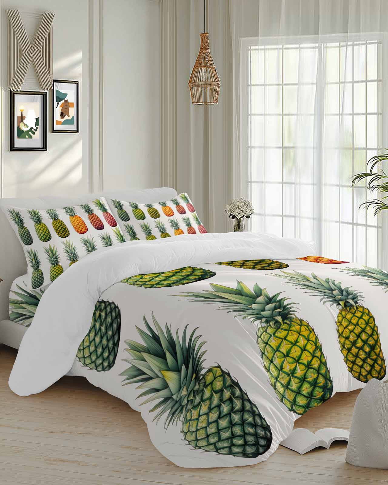 4 Piece Duvet Cover Set Cal king, Watercolor Gradient Pineapple Soft ...