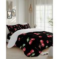 4 Piece Duvet Cover Set Cal king, Watercolor Red Cherry on Black Soft ...