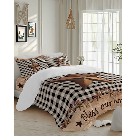 4 Piece Duvet Cover Set Cal king, Western Star Vintage Plank Soft ...