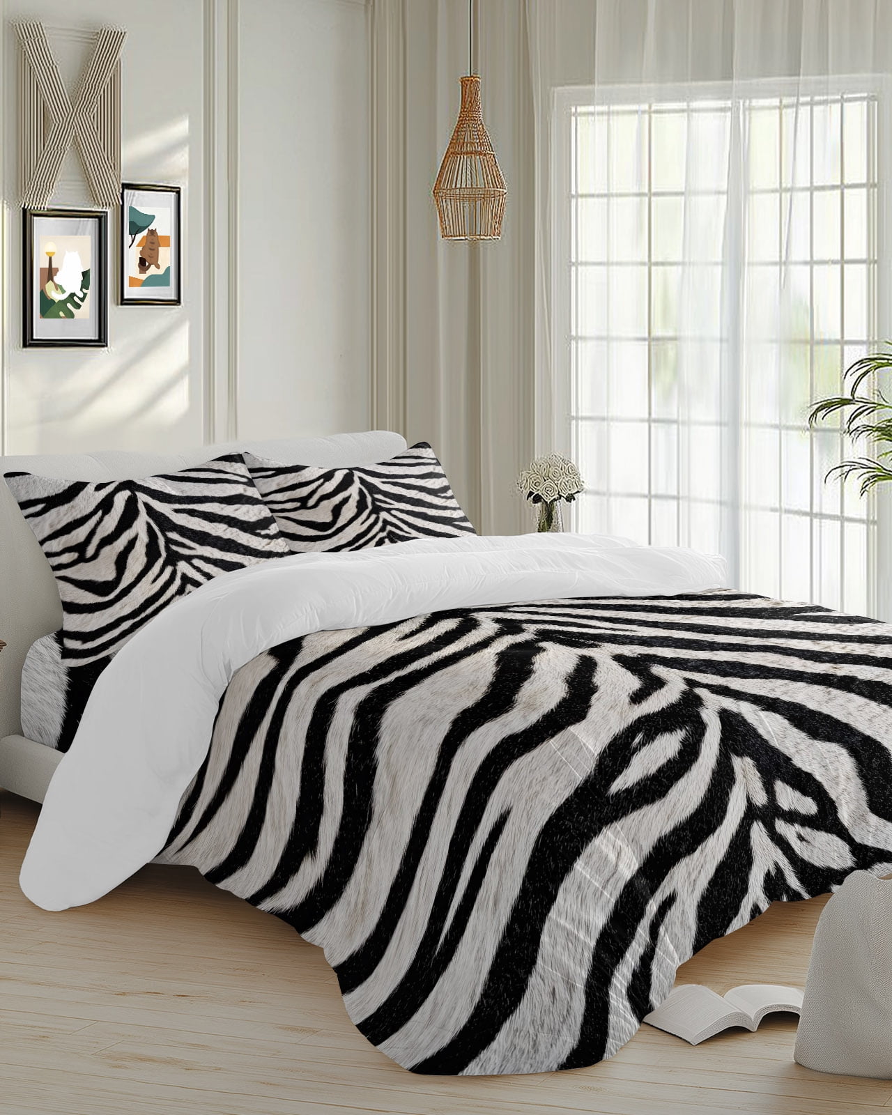 4 Piece Duvet Cover Set Cal king, Zebras Tiger Stripes Soft Breathable ...