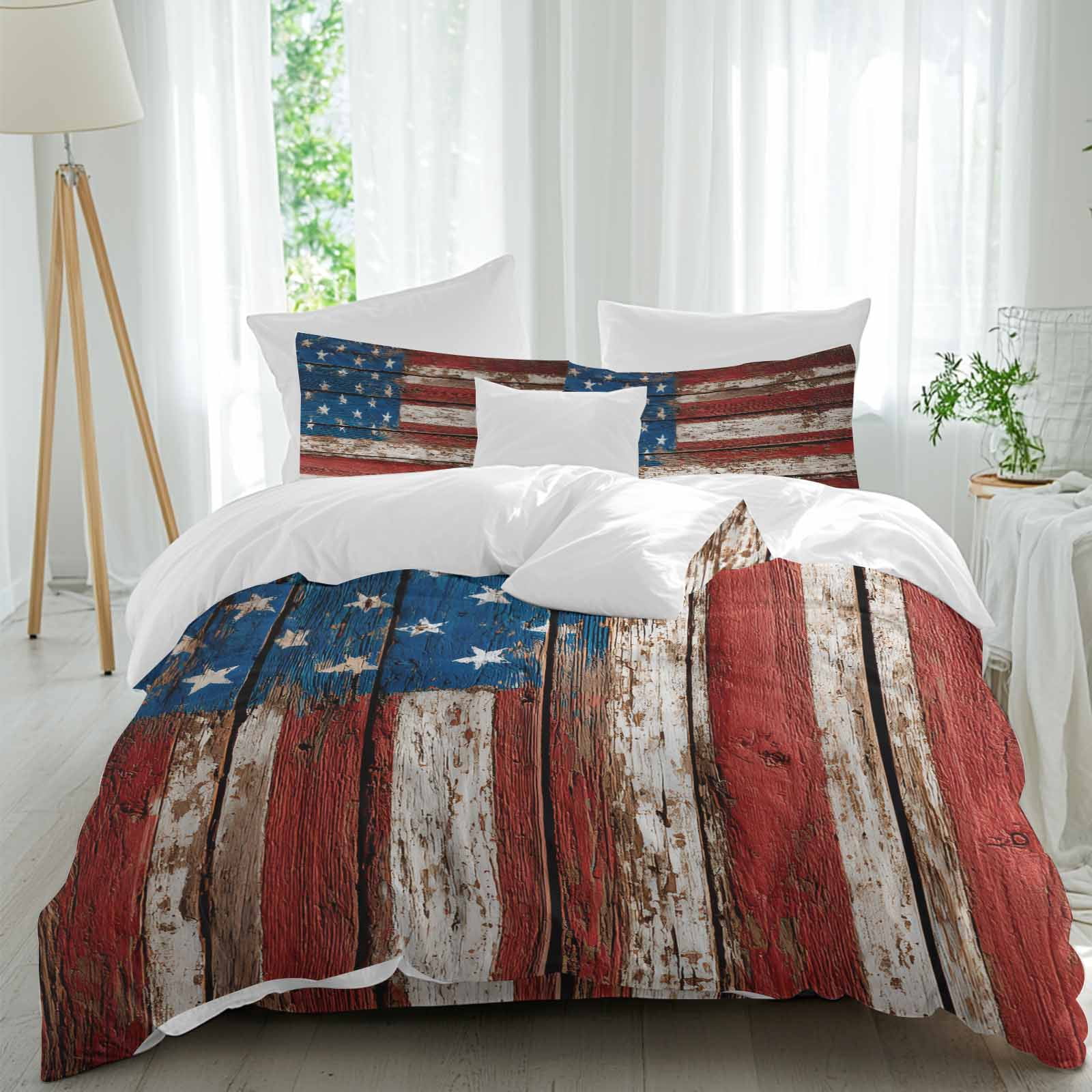 4 Piece Duvet Cover Set Full, 250th Anniversary Stripes and Stars Soft ...