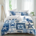 4 Piece Duvet Cover Set Full, Abstract Blue Starfish Crab Soft ...