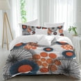 4 Piece Duvet Cover Set Full, Abstract Boho Flower Orange Color Block ...
