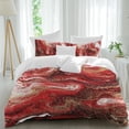 4 Piece Duvet Cover Set Full, Abstract Liquid Red White Soft Breathable ...