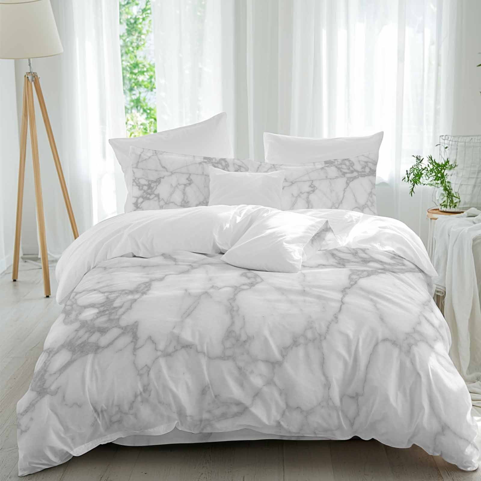 4 Piece Duvet Cover Set Full, Abstract Marble Texture Soft Breathable ...