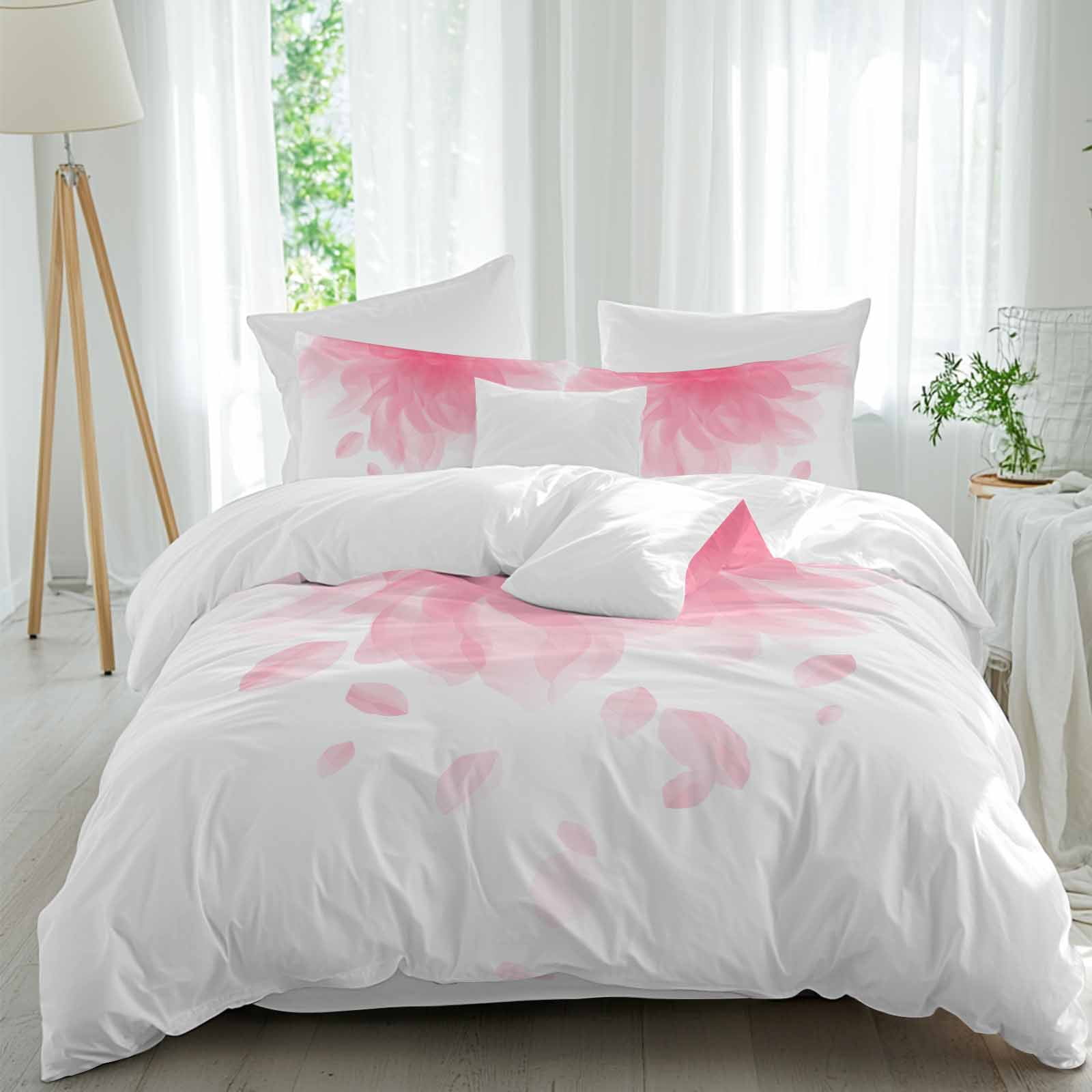 4 Piece Duvet Cover Set Full, Abstract Minimalist Flower Art Soft ...