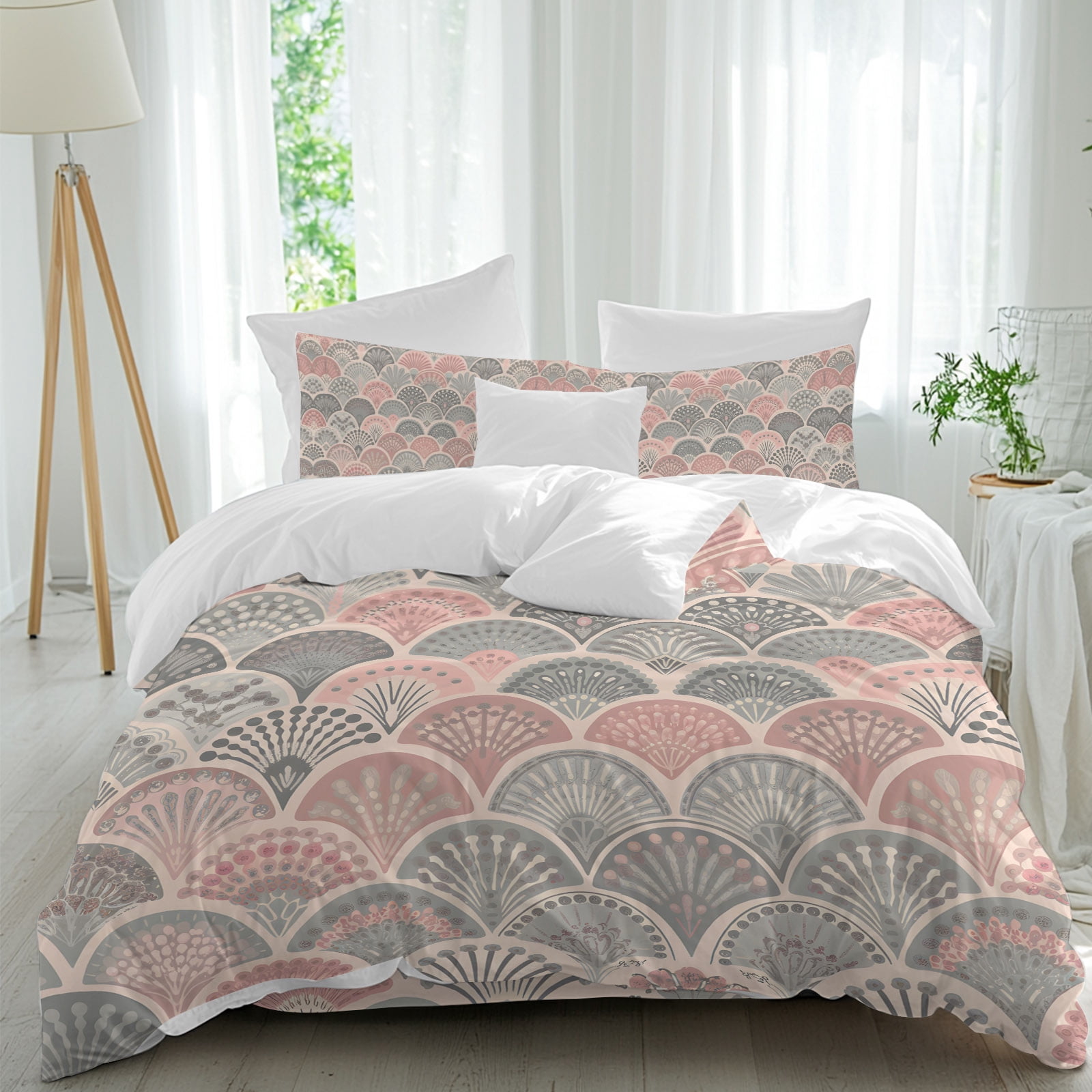 4 Piece Duvet Cover Set Full, Abstract Tribal Totem Shells Soft ...