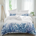 4 Piece Duvet Cover Set Full, Blue Ocean Coral Starfish Soft Breathable ...