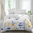 4 Piece Duvet Cover Set Full, Blue Yellow Flower Lavender Butterfly ...
