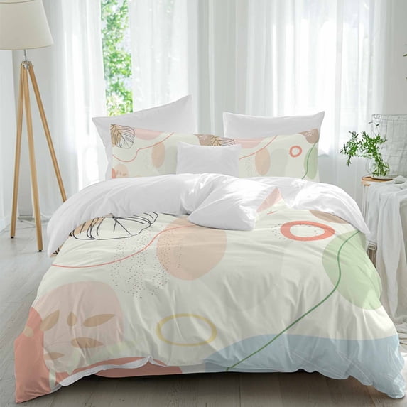 4 Piece Duvet Cover Set Full, Boho Mid Century Simple Plant Soft ...