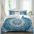4 Piece Duvet Cover Set Full, Boho Retro Tribal Blue Floral Soft ...