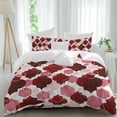 4 Piece Duvet Cover Set Full, Burgundy Red Moroccan Texture Soft ...