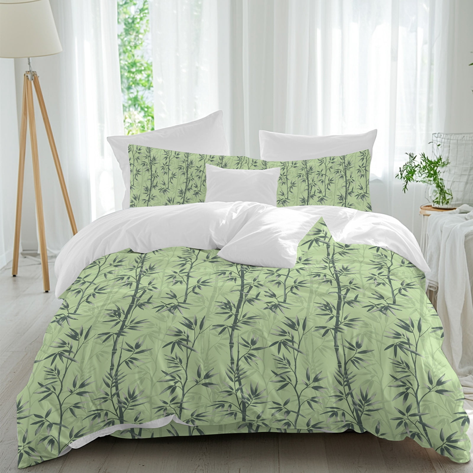 4 Piece Duvet Cover Set Full, Chinese Forest Plant Sketch Soft ...