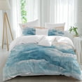 4 Piece Duvet Cover Set Full, Coastal Ocean Waves Soft Breathable ...
