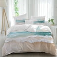 4 Piece Duvet Cover Set Full, Coastal Teal Green Ocean Waves Soft ...