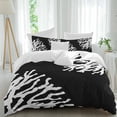 4 Piece Duvet Cover Set Full, Coral on Black Background Soft Breathable ...