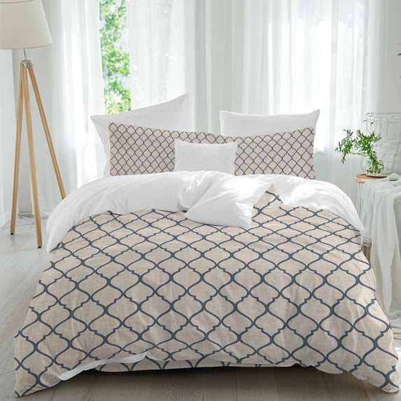 4 Piece Duvet Cover Set Full, Country Morocco Blue Stripe Soft ...