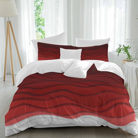 4 Piece Duvet Cover Set Full, Dark Red Color Gradient Art Soft ...