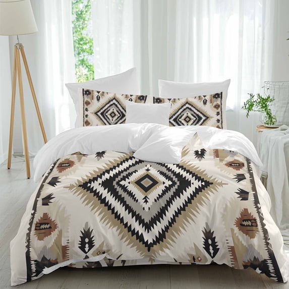 4 Piece Duvet Cover Set Full, Ethnic Style Retro Weaving Pattern Soft ...
