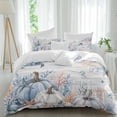 4 Piece Duvet Cover Set Full, Fall Pumpkin Ocean Theme Soft Breathable ...