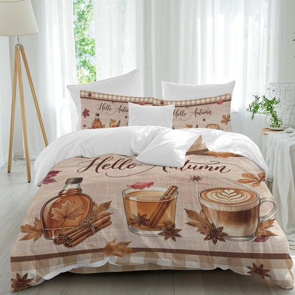 4 Piece Duvet Cover Set Full, Fall Thanksgiving Maple Leaves Soft ...