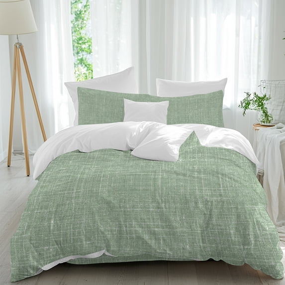 4 Piece Duvet Cover Set Full, Farmhouse Sage Green Soft Breathable ...