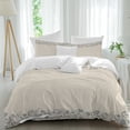 4 Piece Duvet Cover Set Full, Flower Leaf Branch on Retro Linen Soft ...