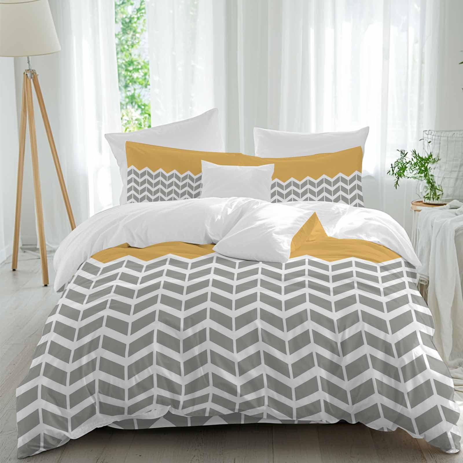 4 Piece Duvet Cover Set Full, Geometric Chevron Arrow Orange Soft ...