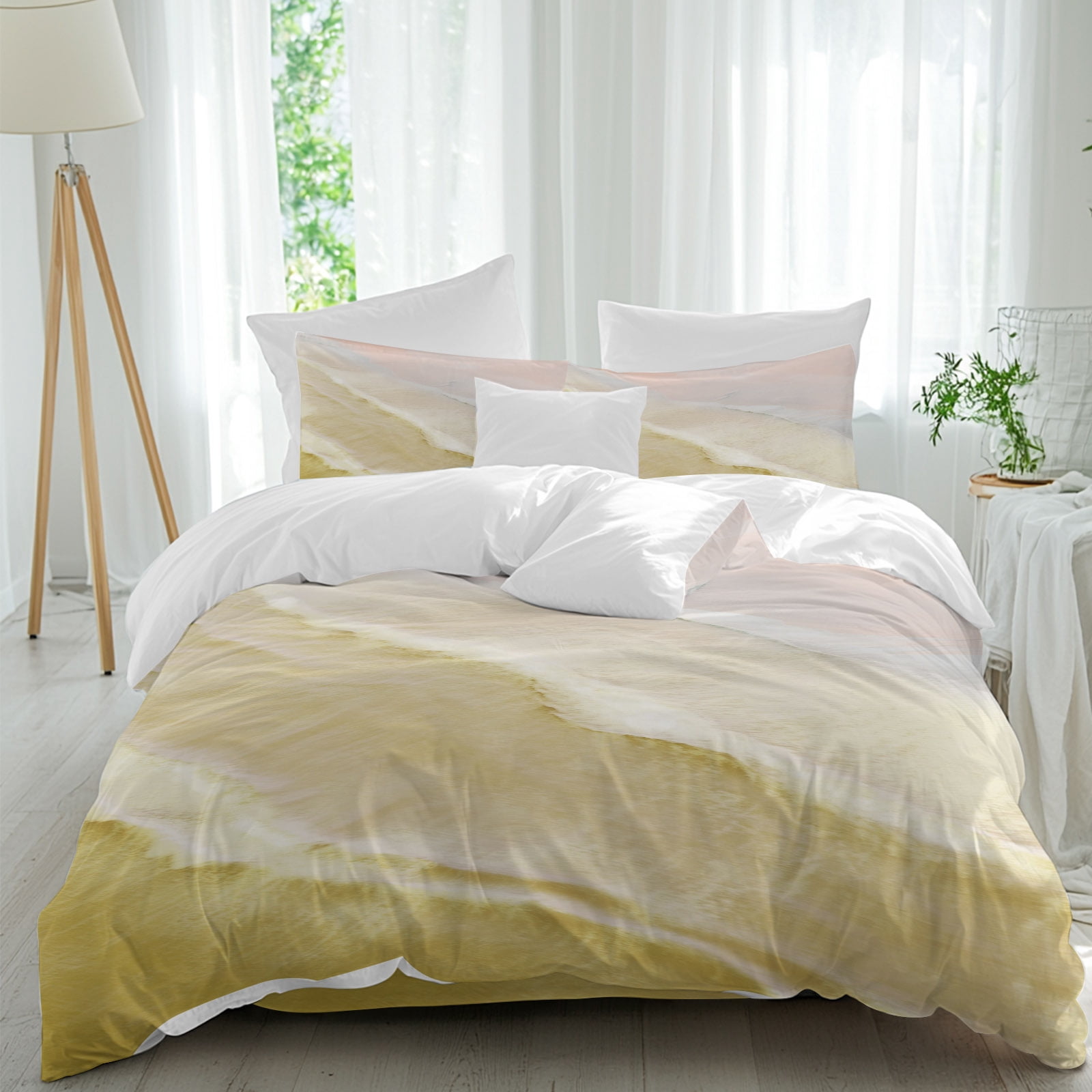 4 Piece Duvet Cover Set Full, Gradient Ginger Waves Soft Breathable ...