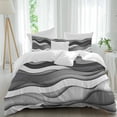 4 Piece Duvet Cover Set Full, Gray Gradient Abstract Geometric Soft ...