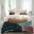 4 Piece Duvet Cover Set Full, Mid Century Abstract Color Block Soft ...